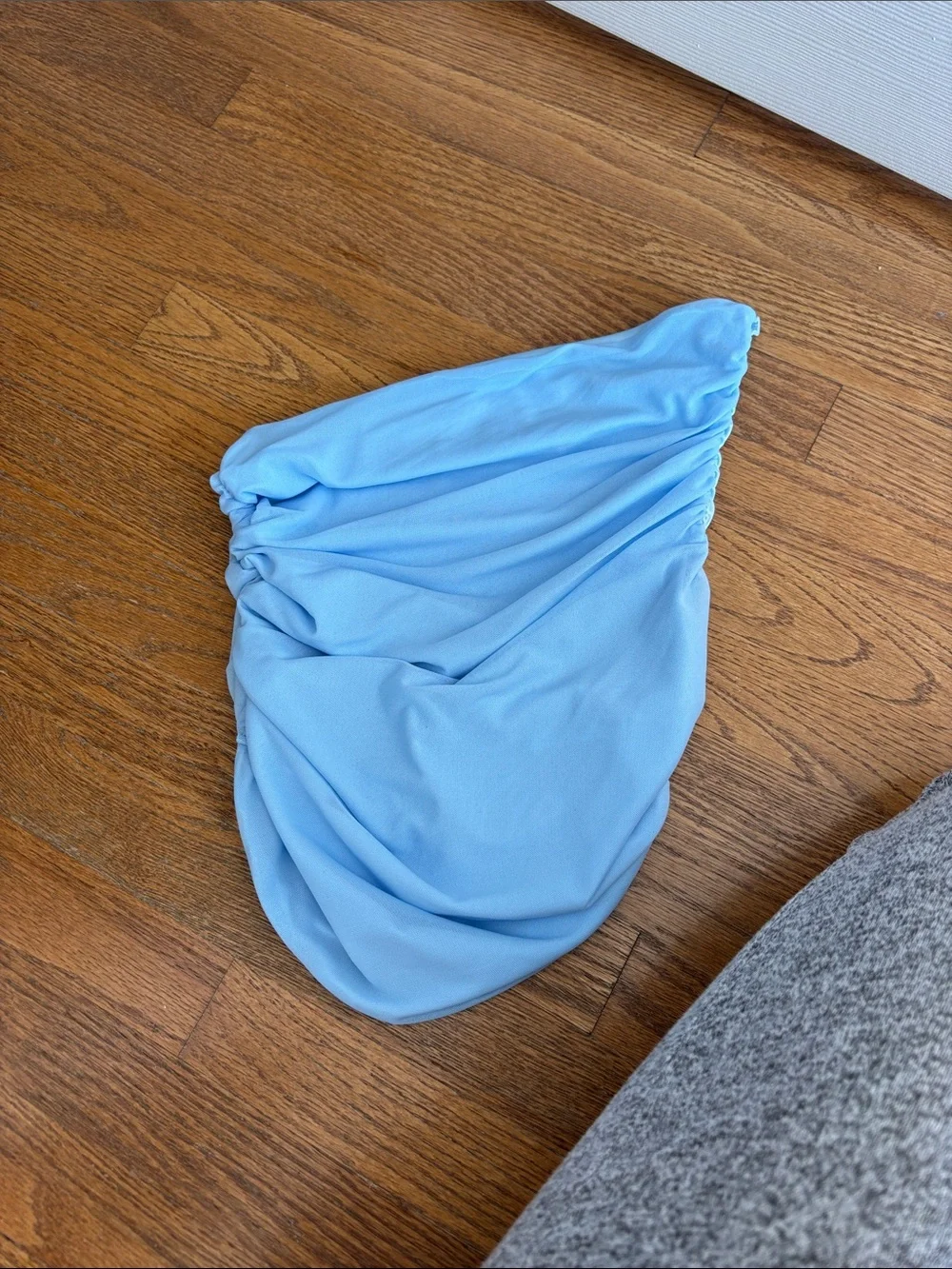Tops | Free With Purchase One Shoulder Light Blue Ruched Tube Top ...